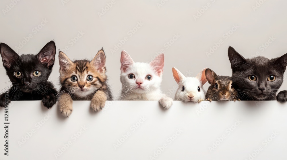 Playful group of kittens engaged in fun activities together on soft ...