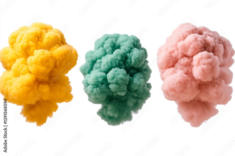 Three different types of explosions isolated on a white background, PNG ...