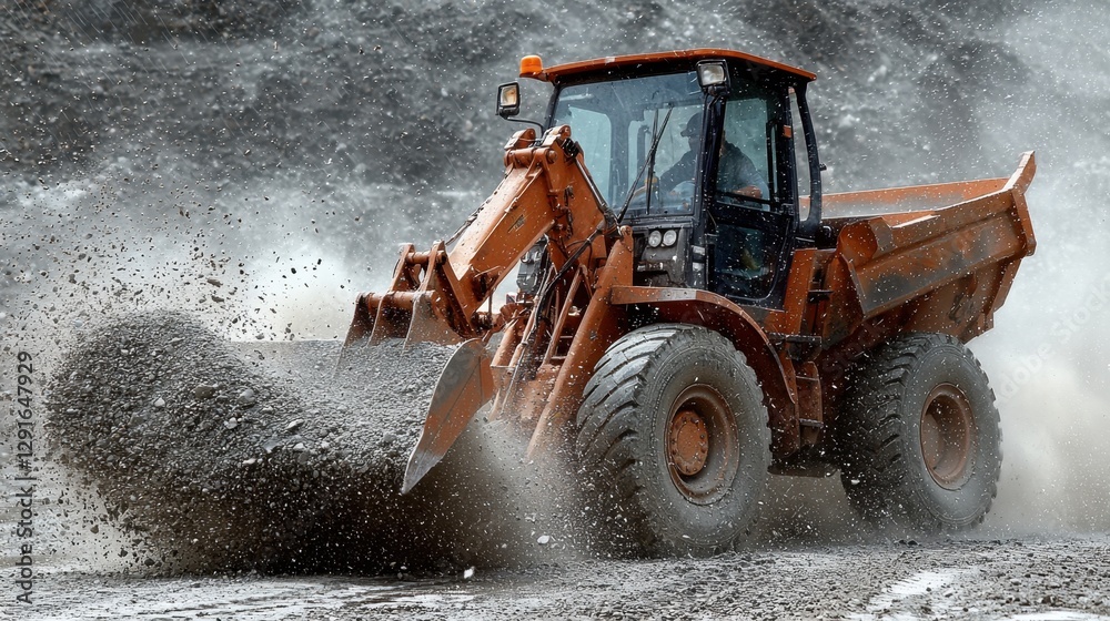 Backhoe loader moving gravel Stock Illustration | Adobe Stock