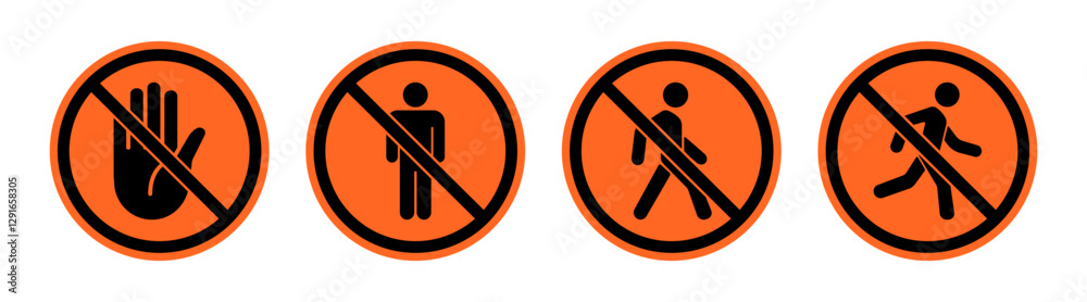 No entry sign. Stop signs collection. Prohibition sign walking ...