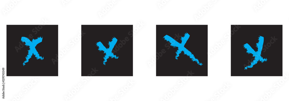 Check marks hand drawn doodle set. tick, cross signs for checkbox ...