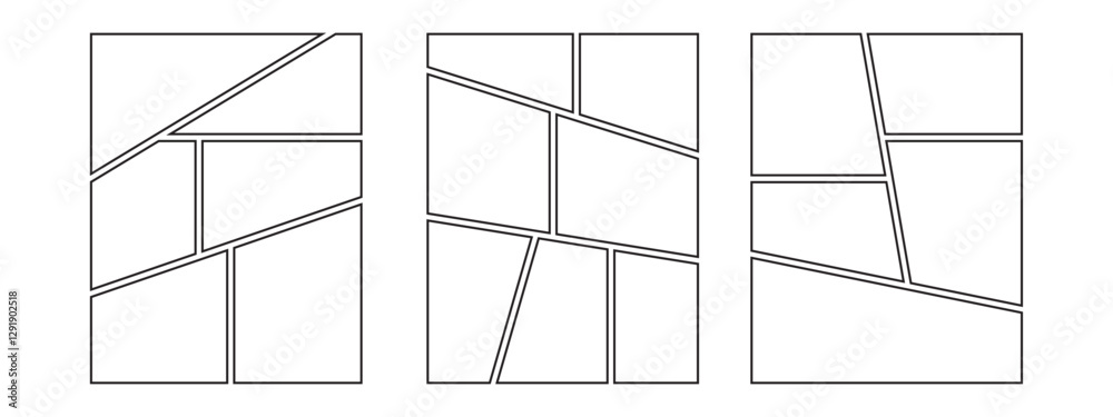 blank template for a collage grid manga comic storyboard layout panel ...