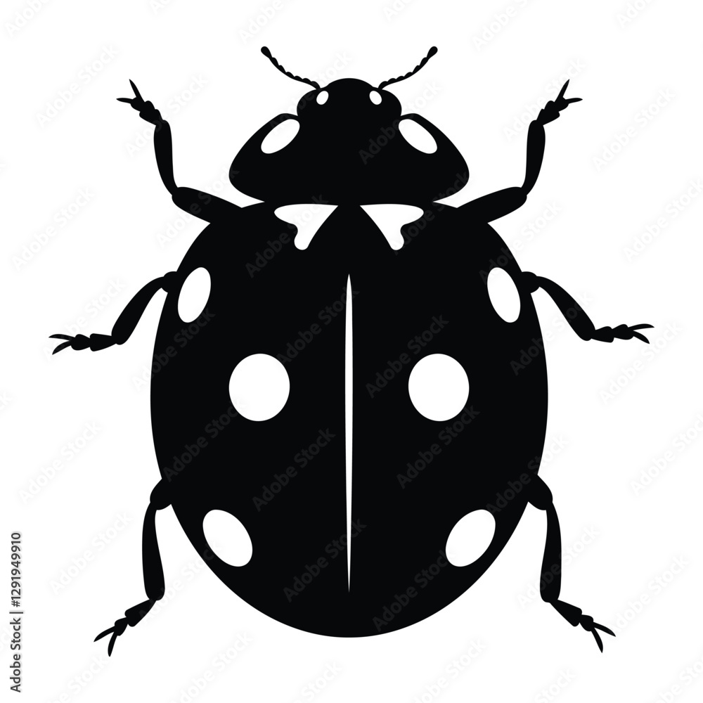 Line art Seven-spot ladybird silhouette vector graphic design, white ...