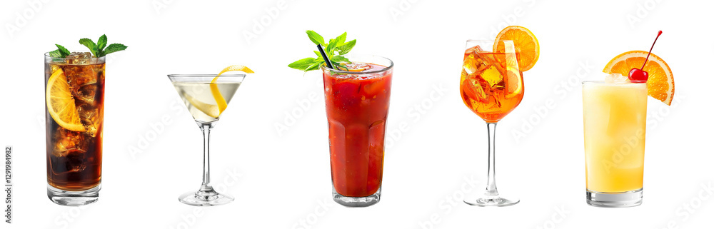 Various bar menu cocktails transparent PNG set bundle, isolated ...