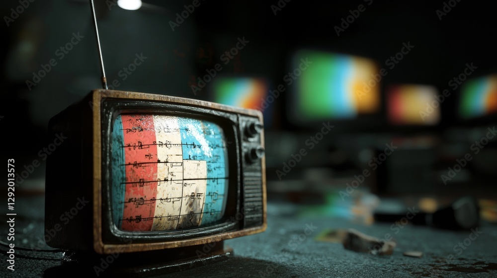 The television test pattern features full HD size 16:9, displaying ...