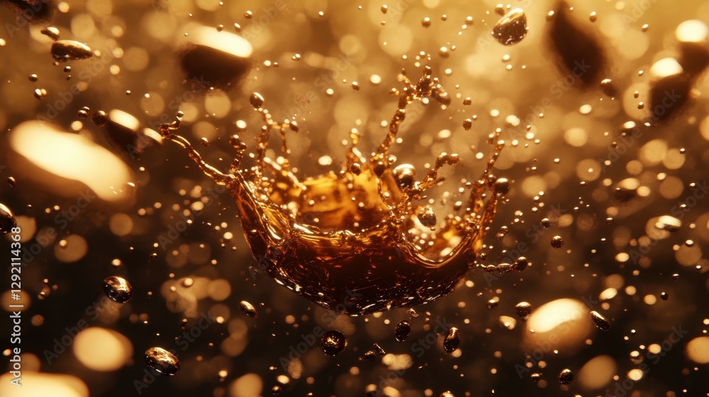 Beautiful dynamic coffee splash with many drops. Mocha color concept ...