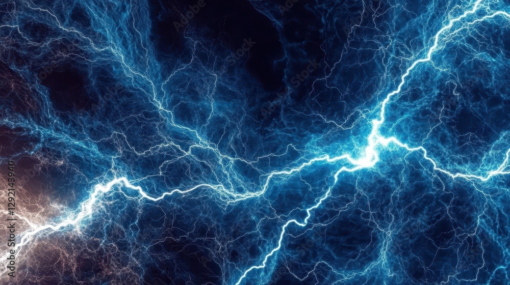 Dramatic Blue Lightning Storm Background with Intricate Branching ...
