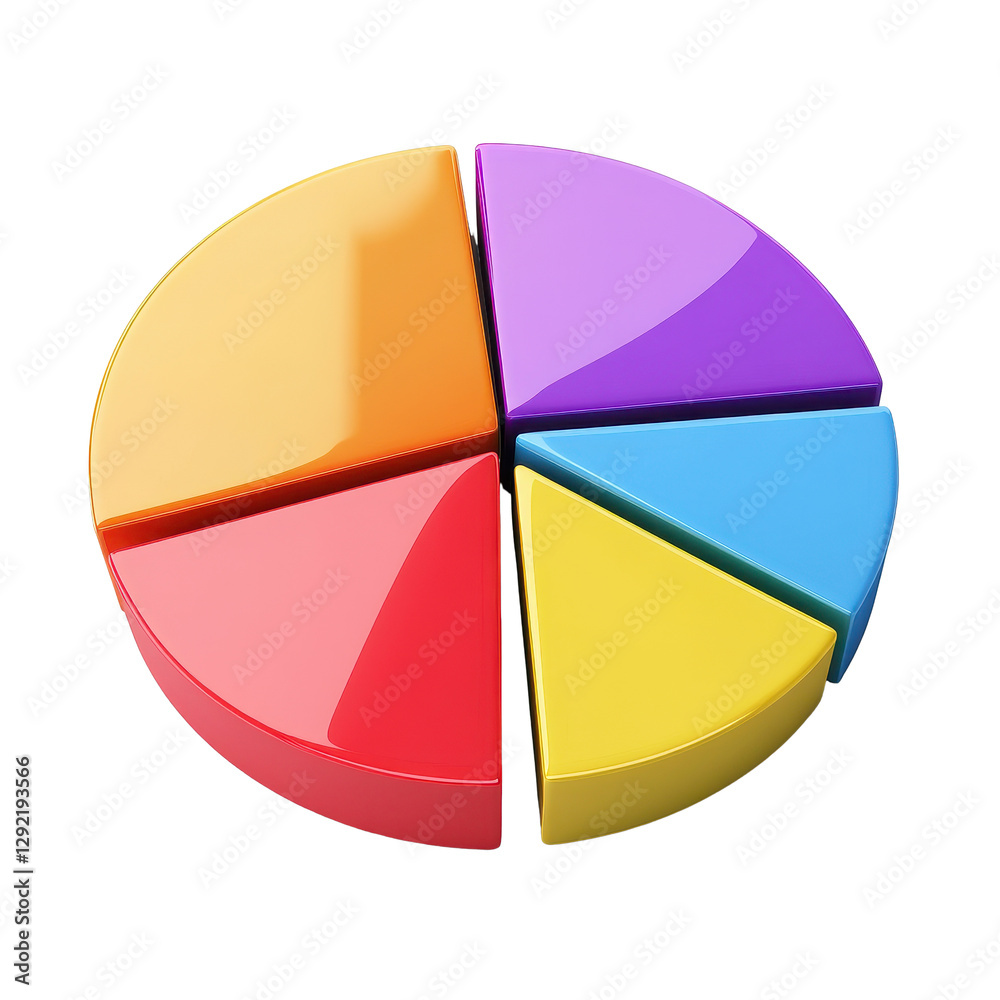 Colorful pie chart on Transparent background displays data distribution ...