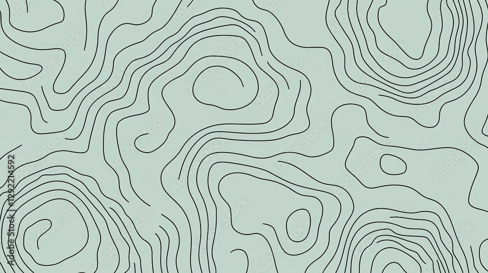 Topographic map with contour lines representing elevation, terrain, and ...