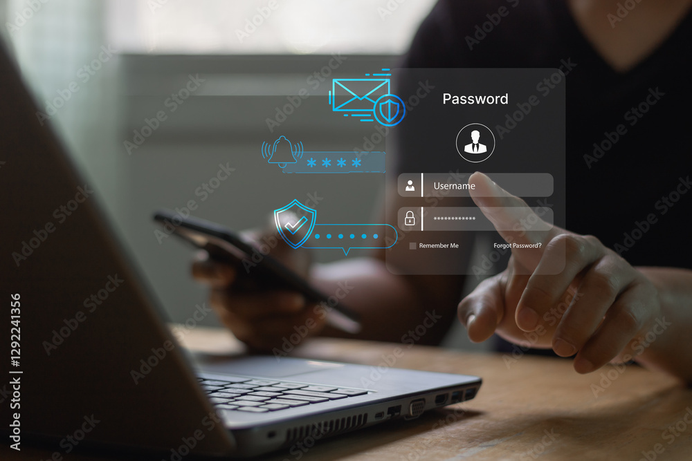 Multi-factor authentication MFA method using mobile smartphone and laptop to protect data ...
