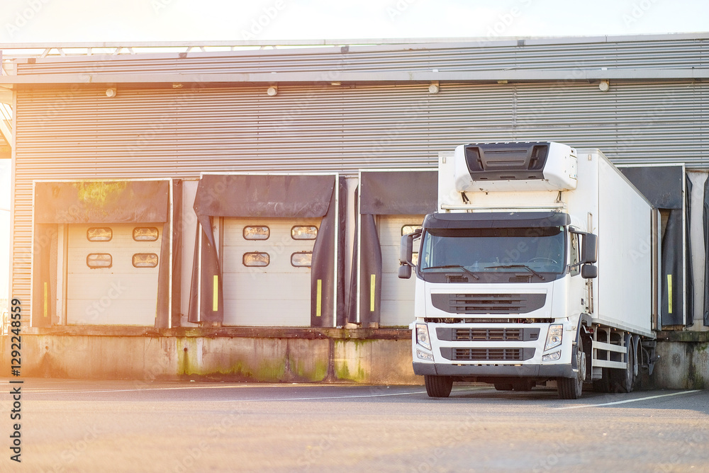 Sustainable Refrigerated Truck at Goods Distribution Center, Cold Chain ...