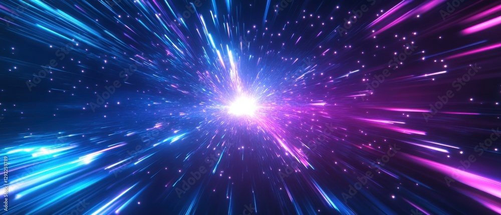 Abstract hyperdrive space travel with light speed, warp speed, and time ...