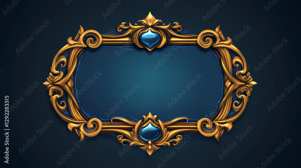 Deco frame for ui game. Medieval fantasy button for luxury interface ...