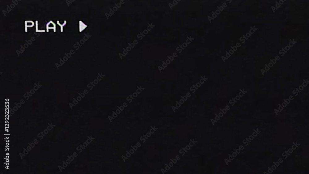 VHS TV retro filter with play on screen glitch overlay lines texture ...
