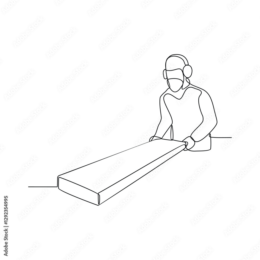 One continuous line drawing of a Carpenter is on duty vector design ...