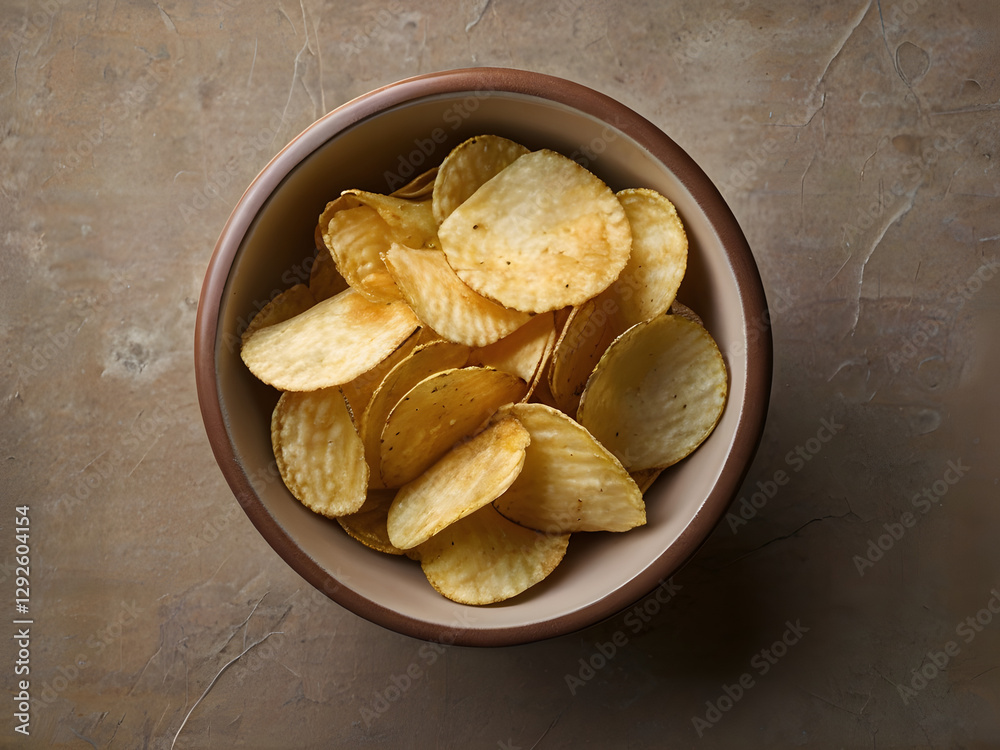 Foto de Stock Crisp Crunch: A top-down view captures a ceramic bowl ...