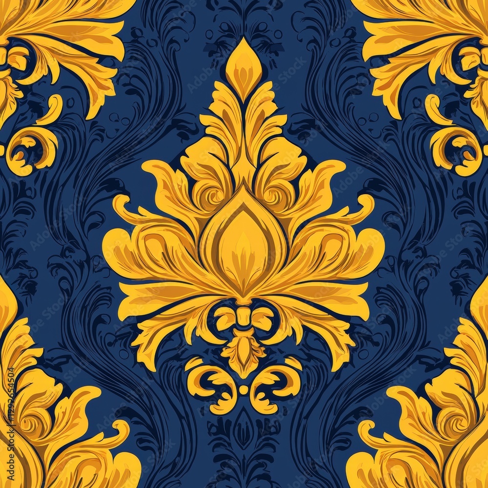 Striking yellow and blue dama design illustrating a beautiful fusion of ...