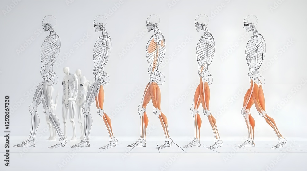 Detailed biomechanical visualization depicting the effects of prolonged ...