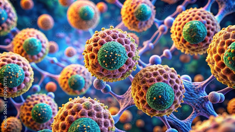 Close-up of Langerhans Islet beta cells producing insulin in the ...