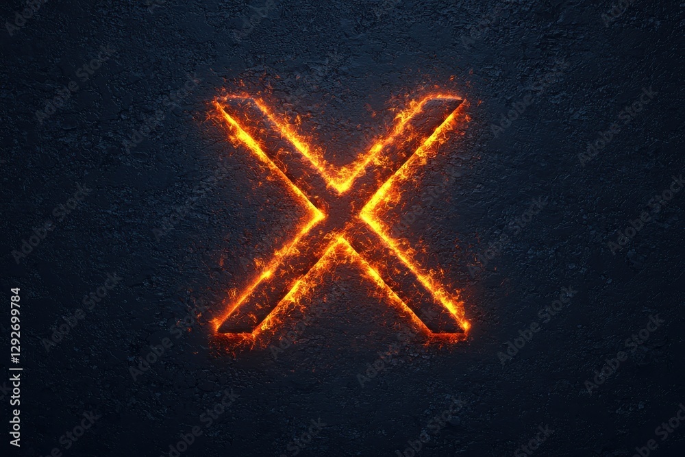 Mysterious glowing x mark icon enigmatic setting digital art dark ...