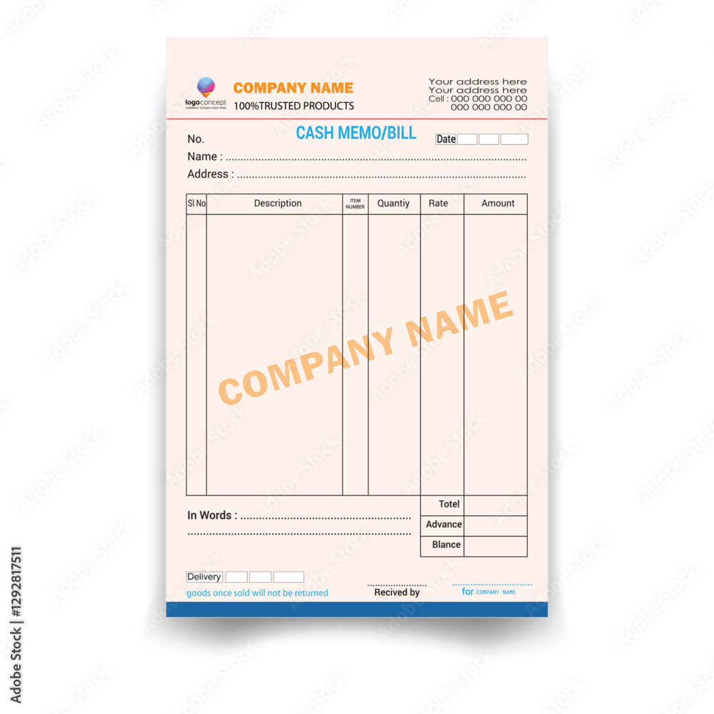 Vector de Stock bill challan template design, Challan, Delivery Challan ...
