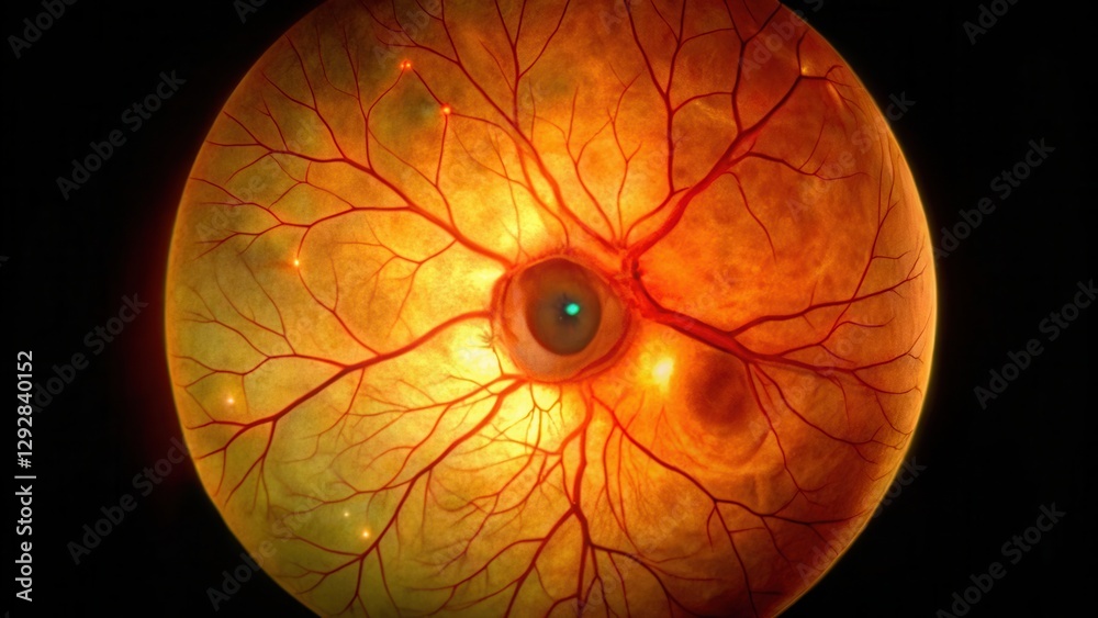 Dilated retinal blood vessels, diabetic macular edema, and hemorrhages ...