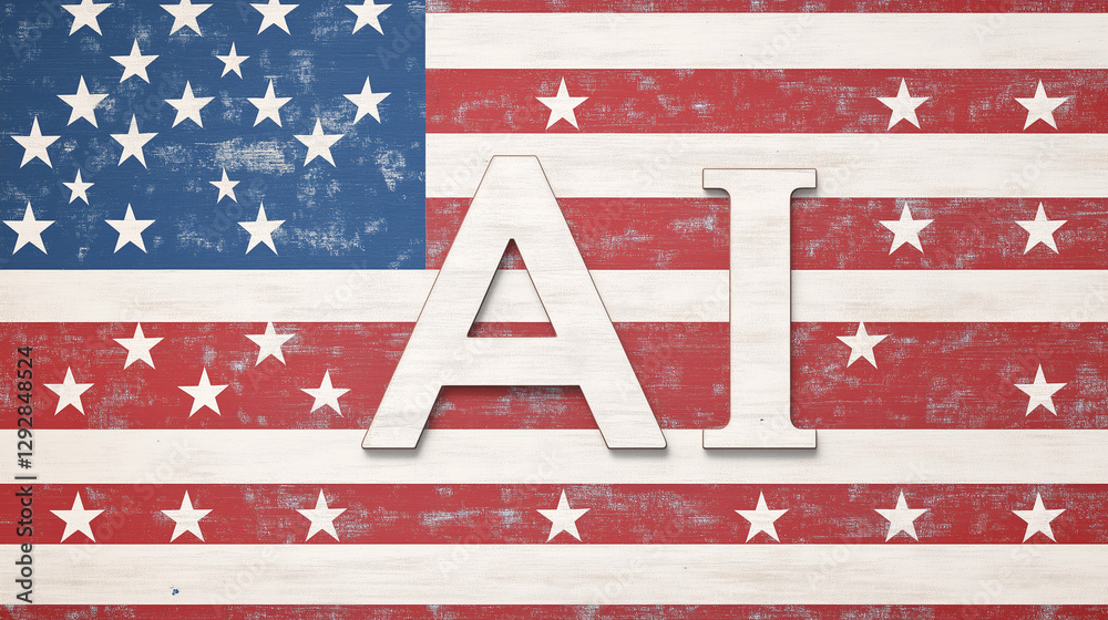 AI on US Flag: An AI (Artificial Intelligence) letters superimposed on ...