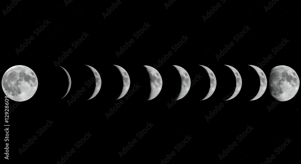 Foto de Stock Lunar Phases Sequence: A Celestial Journey Through the ...