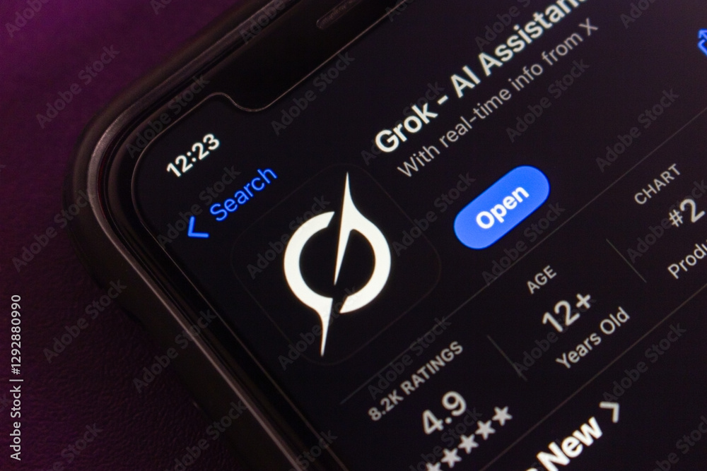 Mexico City, MEXICO - Feb 24 2025 : Grok app with a new logo displayed ...