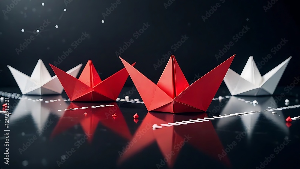 Red Origami Boats Leading the Way: A Visual Metaphor for Innovation and ...