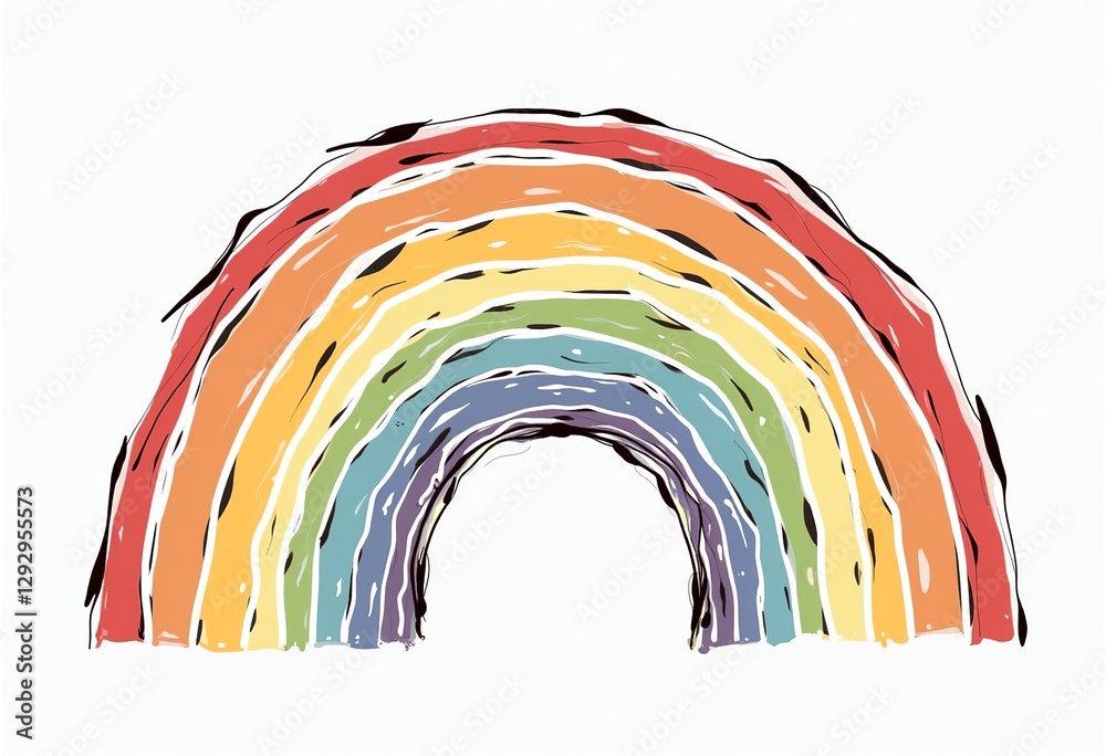 Rainbow Clip Art Set: Edgy and Bold with Thick Black Outlines for a ...