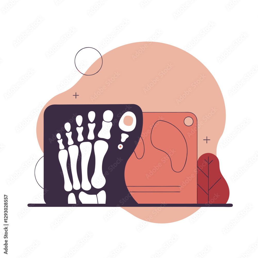 Vector illustration of an X-ray scan showing a foot skeleton ...
