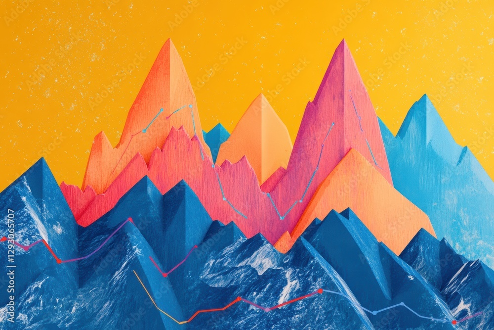 Colorful Chart Mountains: A vibrant graphic depicts abstract mountain ...