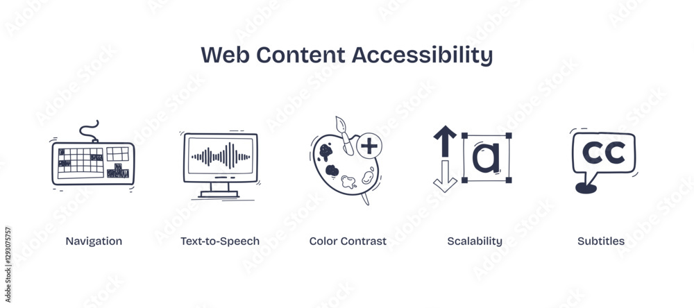 Web Content Accessibility focuses on inclusivity using icons like ...