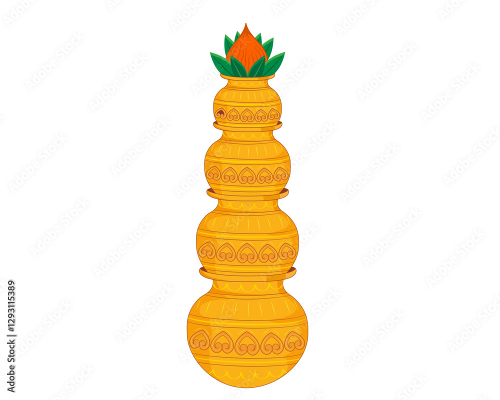 Indian traditional stack of kalash for puja Stock Vector | Adobe Stock