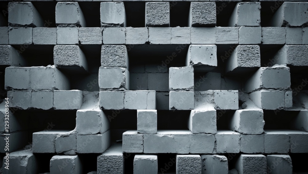 Abstract gray cement block pattern with a black and white filter ...