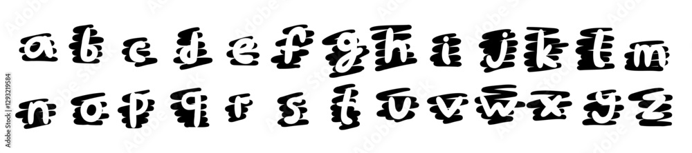 Streak english latin abc alphabet lower case font handwritten A to Z ...