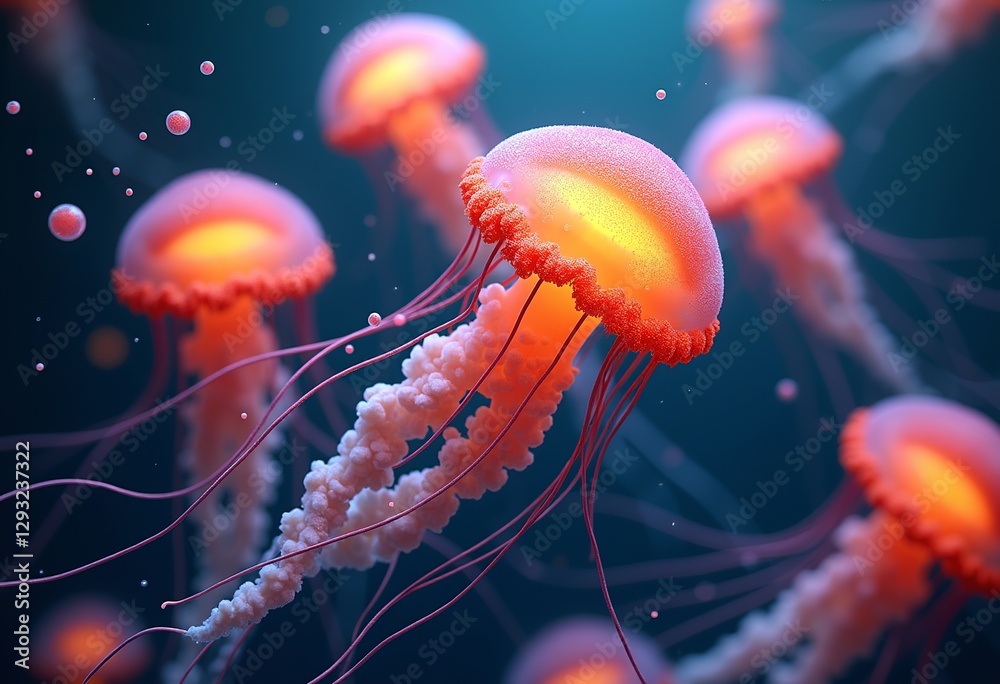 Explore the depths with this photorealistic 3D art installation featuring fantastical marine ...