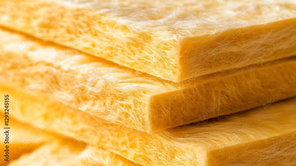 Insulation material made of fiberglass, typically used in construction ...