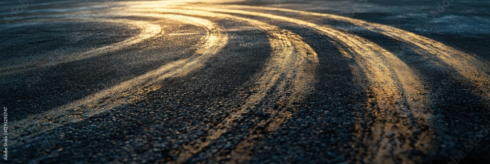 Skid Mark. Circular Asphalt Tire Marks on Road Surface from Doughnuts ...