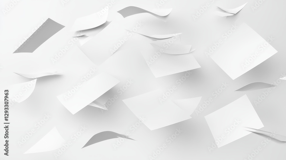 Flying paper sheet in different angles of view. Realistic 3d vector ...