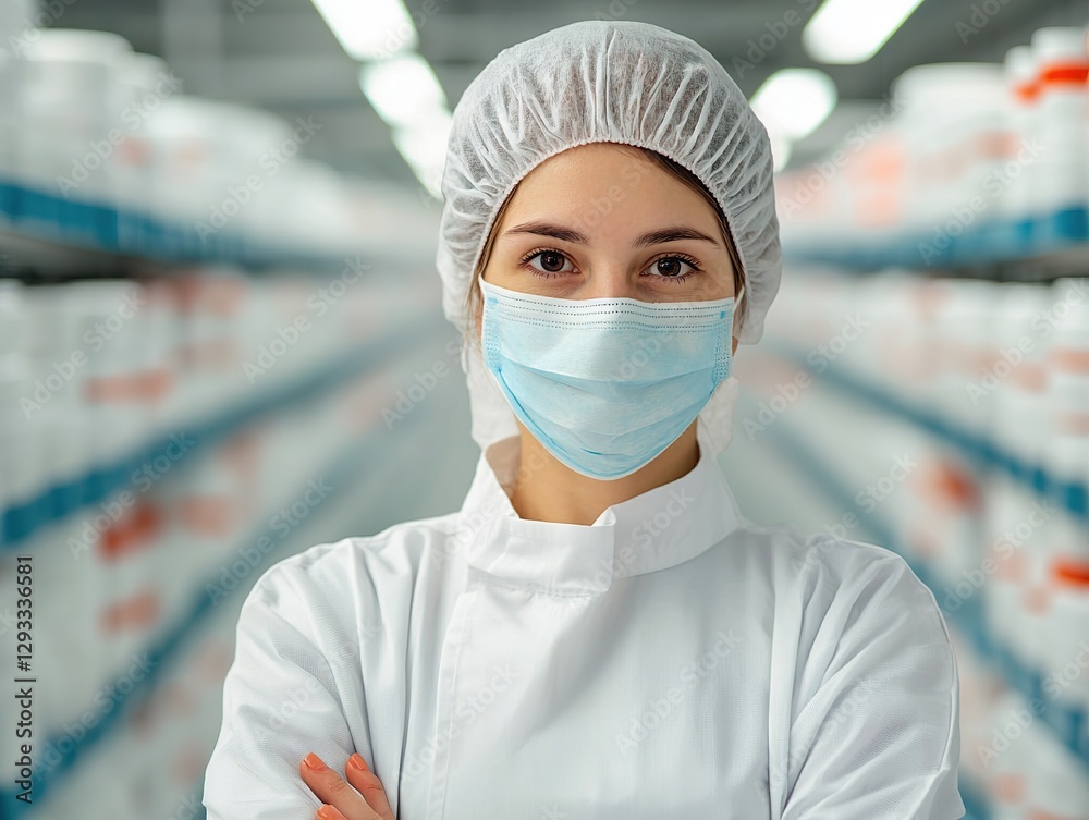 Healthcare professional in laboratory pharmaceutical industry portrait ...