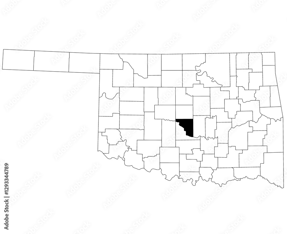 Map of Cleveland County in Oklahoma state on white background. single ...
