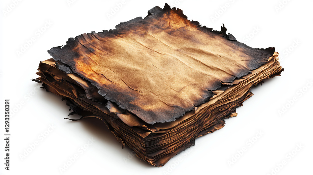 Burn craft paper borders, brown burnt pages with smoldering fire on ...
