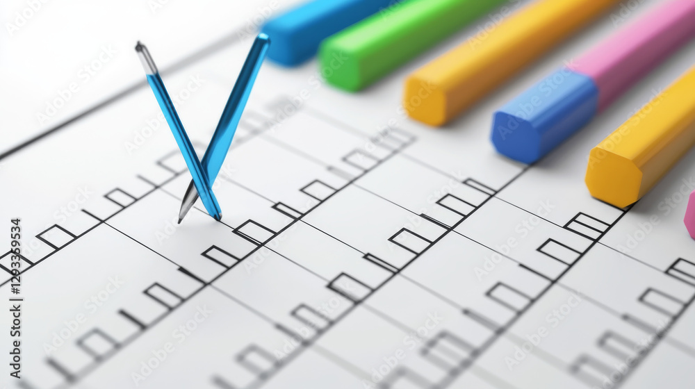 3d render todo check list with ticks, task or test paper form ...