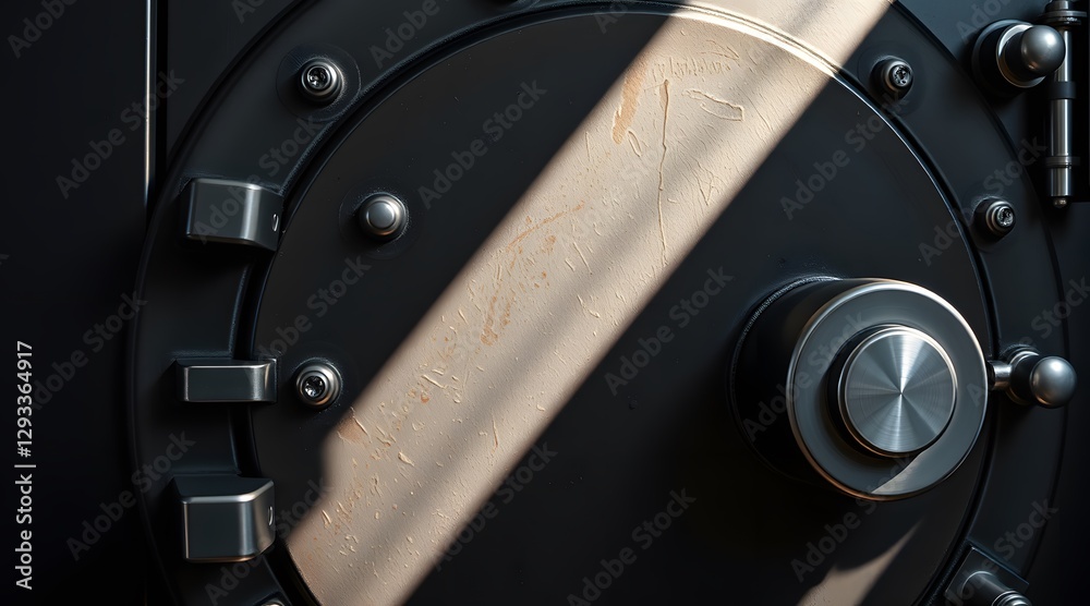 An intricate close-up of a secure vault door, highlighting its metallic ...
