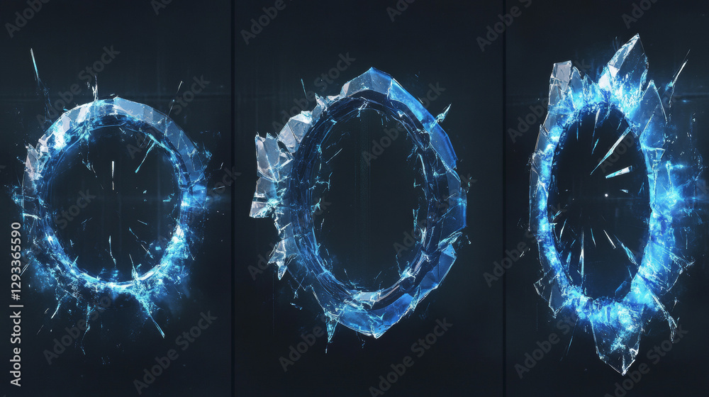 Broken bubble shields, explosion protection force fields. Vector ...