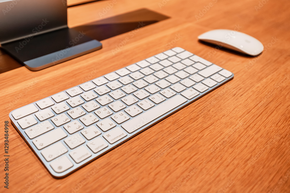 17 January 2025, Abu Dhabi, UAE: Wireless Apple magic keyboard and ...