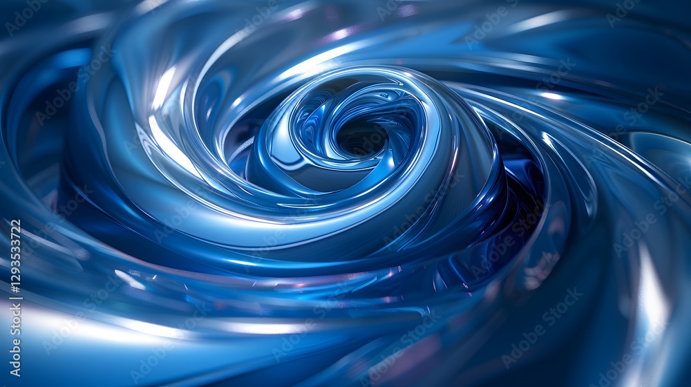 Mesmerizing deep blue swirls form a futuristic, metallic vortex. Smooth ...