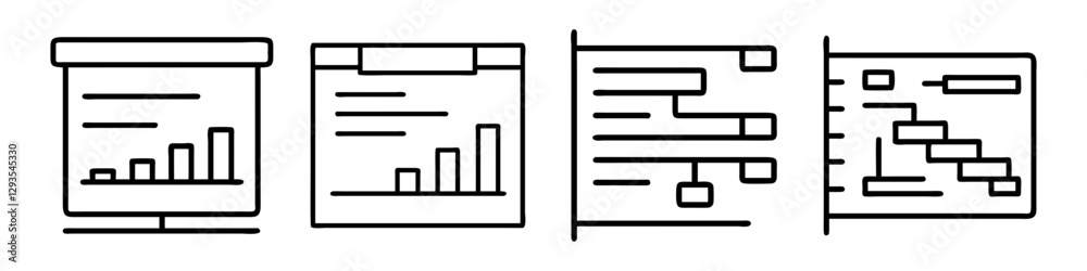 gantt chart icon, gantt chart line art - simple line art of gantt chart ...